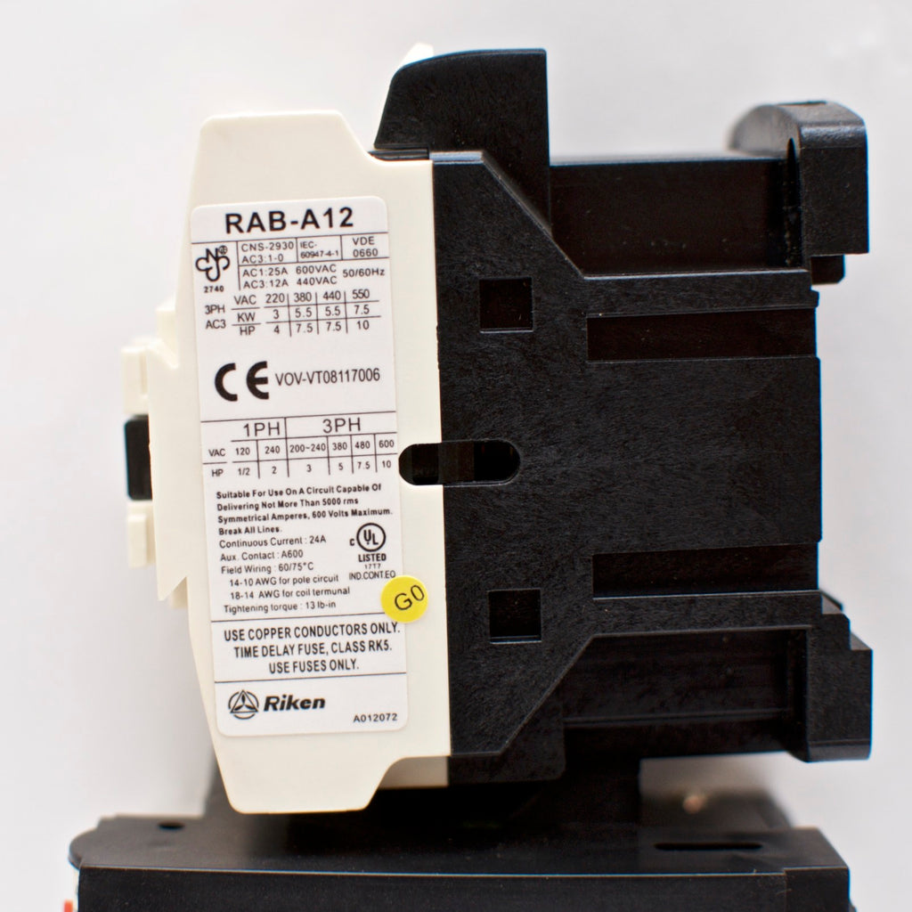RIKEN motor starter RAB-A12 N/O 220V coil (includes RAB-A12 & BTH-18T2 ...